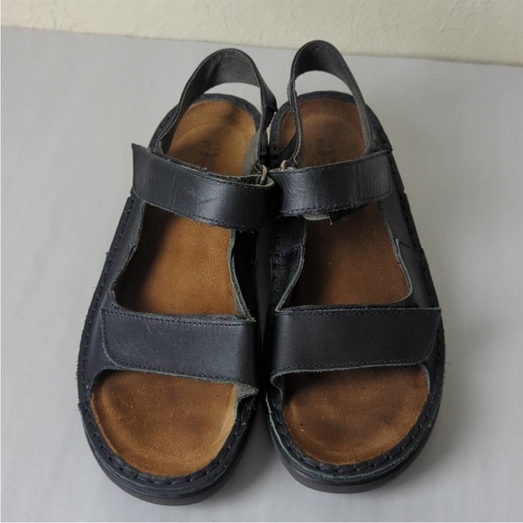 Naot | Shoes | Naot Black Leather Adjustable Strap Sandals Comfy Womens ...